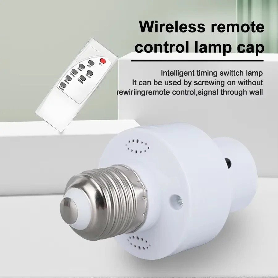 Wireless Remote Control Light Lamp E27 Screw Bulb Base Holder Cap ...