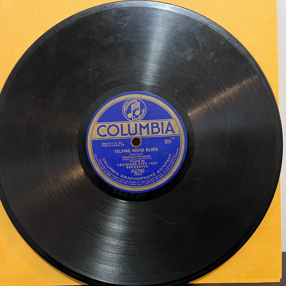 LOUISIANA FIVE JAZZ - Yelping Hound Blues (1919) - 10" Shellac 78RPM ...