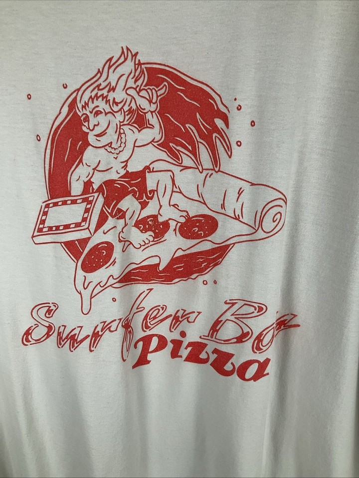 Surfer Boy Pizza Men’s White T Shirt Size XXL Netflix Stranger Things ...