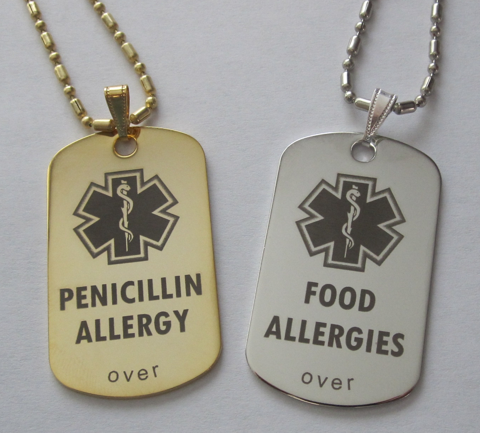 Gold or Silver Tone Metal Allergies Allergy Asthma Id Alert Tag - Free ...