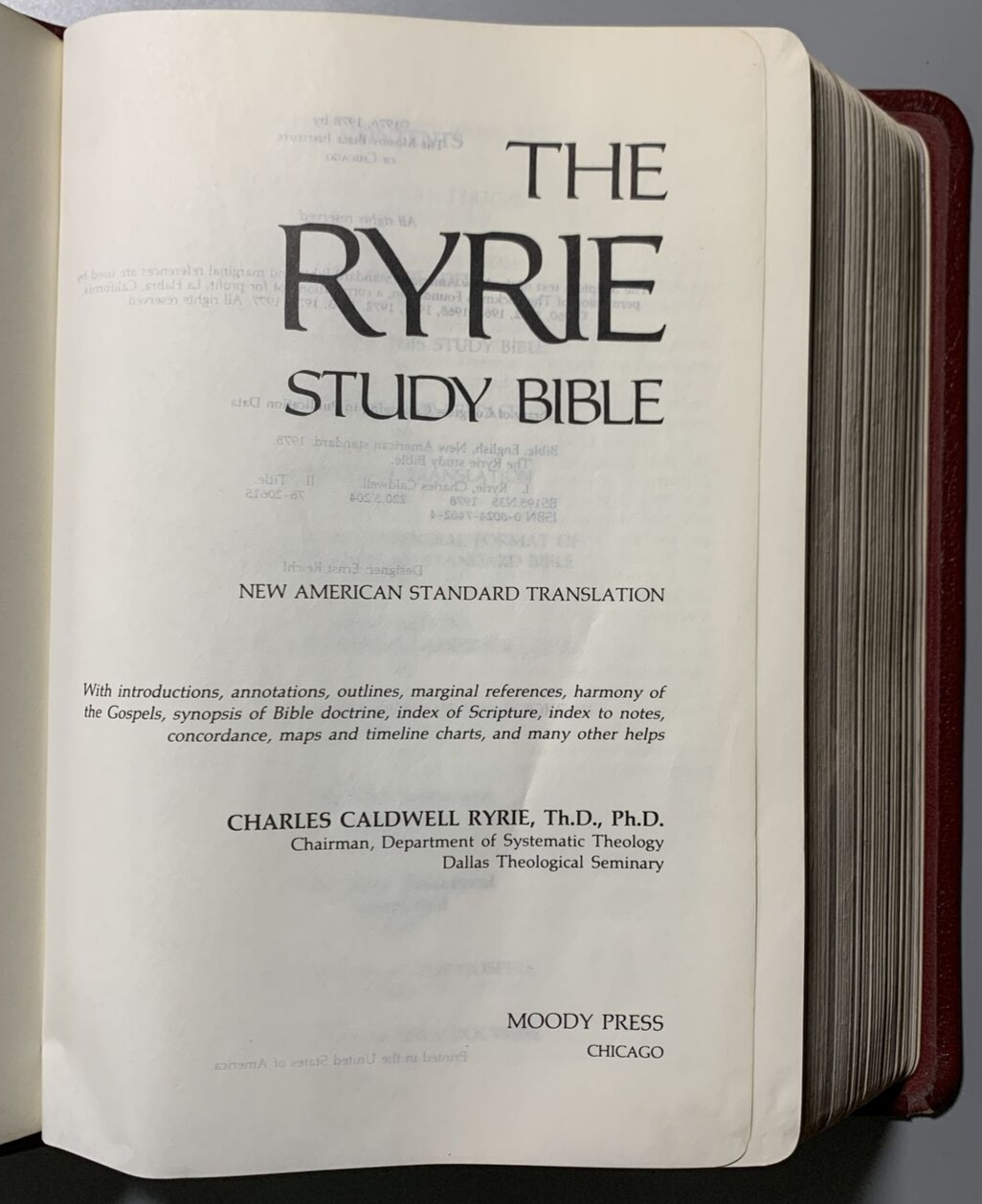 1977 NASB Ryrie Study Bible Burgundy Bonded Leather Charles Ryrie | eBay
