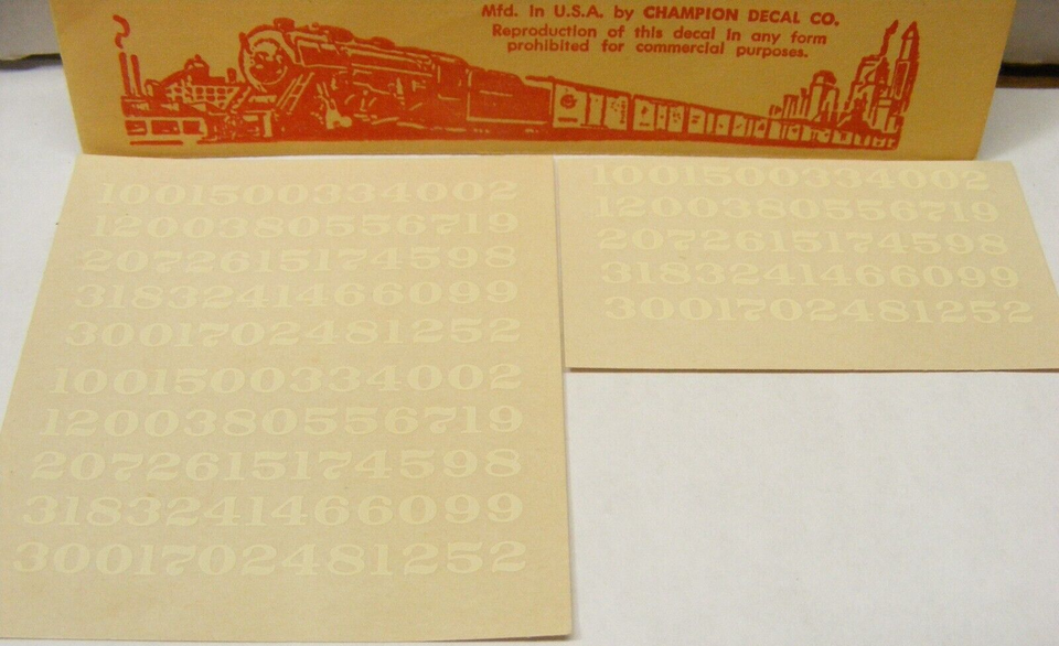 Number Railroad Roman Decals By Champ White Set 9/64" High | eBay