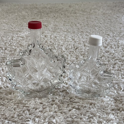 Glass Maple Syrup Bottles Maple Leaf Shaped Empty Set of 2 | eBay