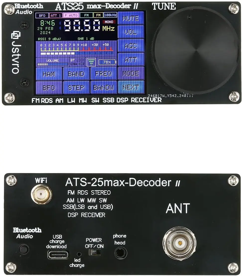 ATS-25MAX Decoder II Bluetooth Audio Full Band Radio Receiver 2.4In ...