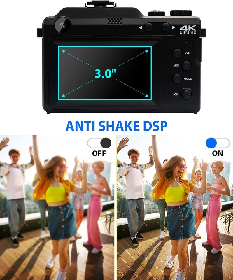 4K Digital Video Camera 48MP UHD 18X WiFi Recording Camera Autofocus ...