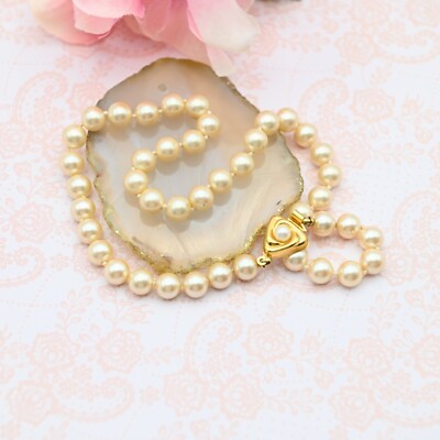 Vintage LCI Liz Claiborne Champagne Simulated Pearl Ornate Clasp 15 ...