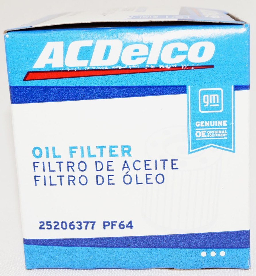 Genuine OEM ACDelco PF64 Engine Oil Filter GM 25206377 PF64F 12696048 ...