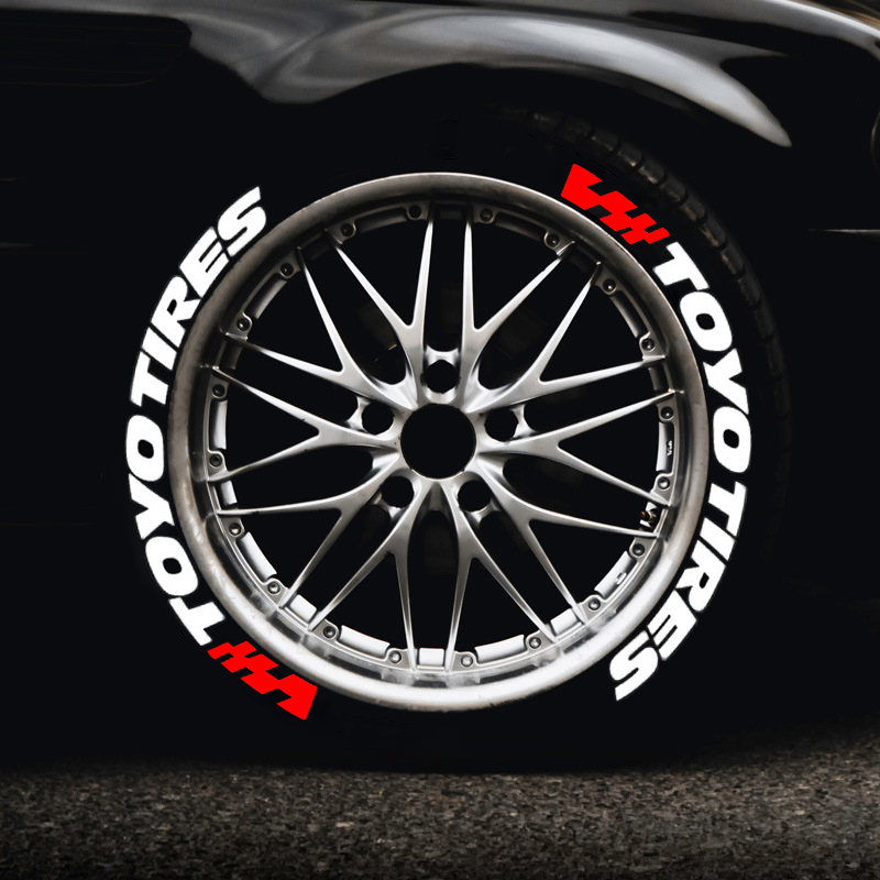 TOYO TIRES Permanent Tire Lettering Sticker With Red Flag 1.20" 15"-22 ...