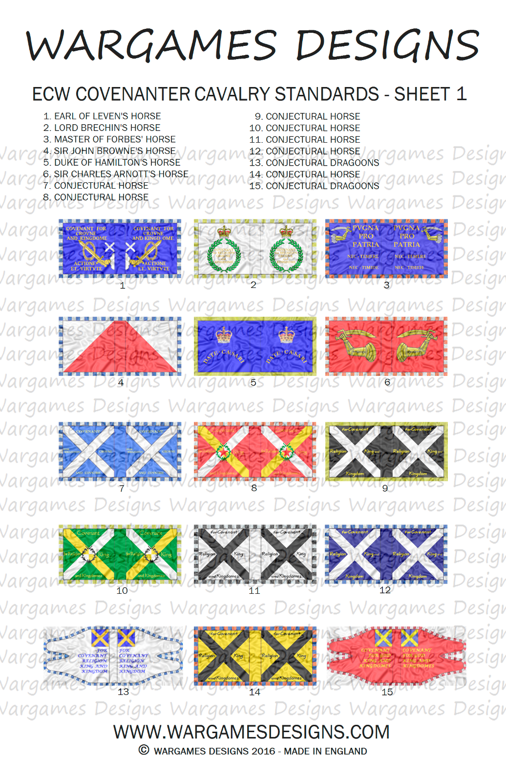 28mm ECW Covenanter Horse Flags Sheet 1- Pike & Shotte, FOGR, DBR, WECW ...