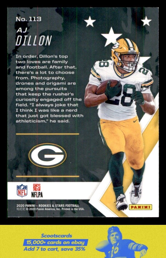 2020 Panini Rookies & Stars AJ Dillon RC #113 Green Bay Packers | eBay