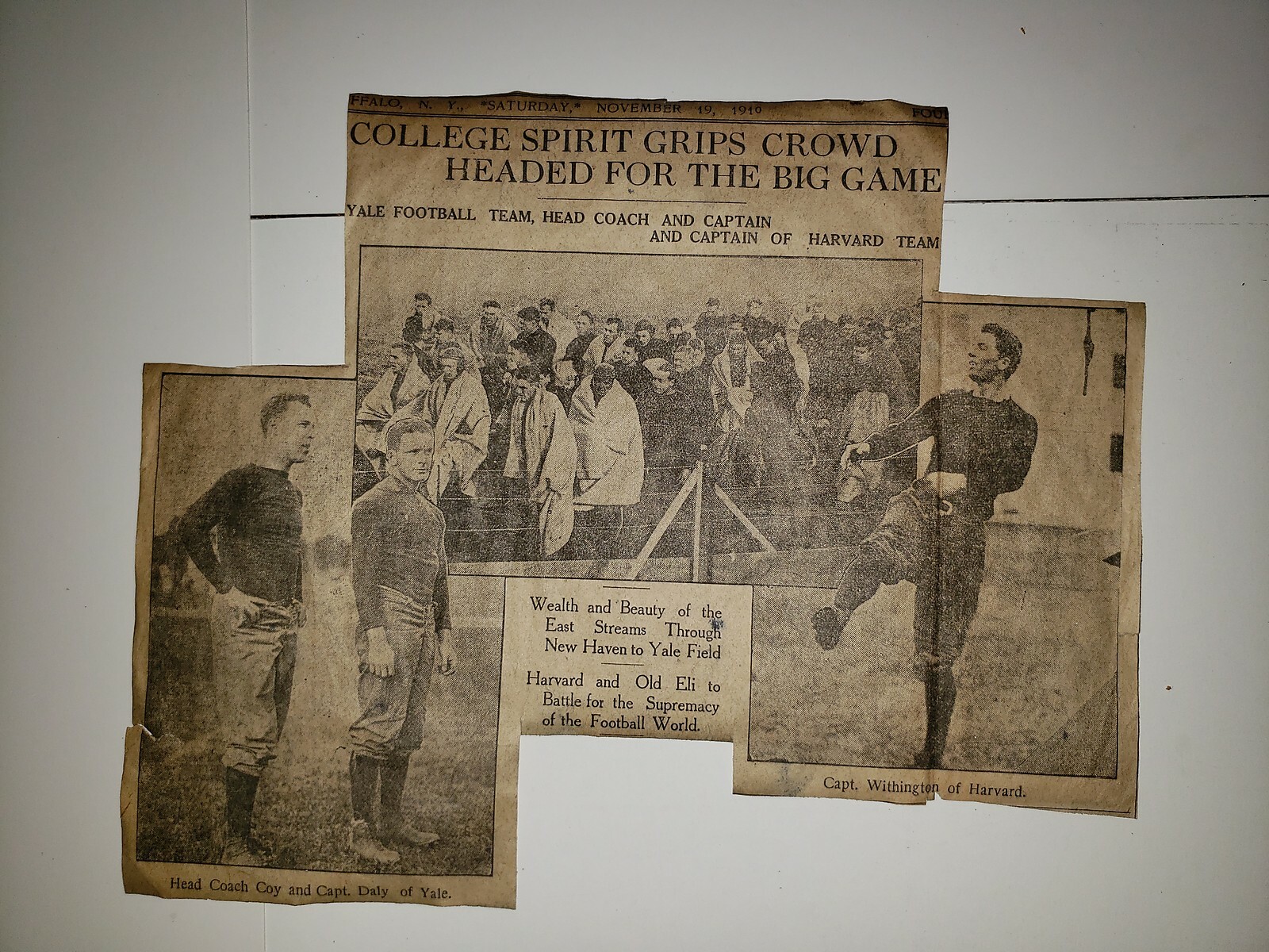 Yale University Harvard Football Game Fred Daly Ted Coy Wilthington ...