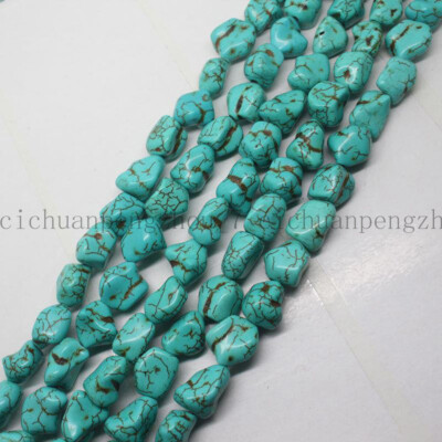 Natural 10x14mm Blue Turkey Turquoise Irregular Gemstone Loose Beads 15 ...