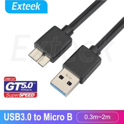 USB 3.0 Male A to Micro B Super High Speed Hard Drive Cable For Seagate ...