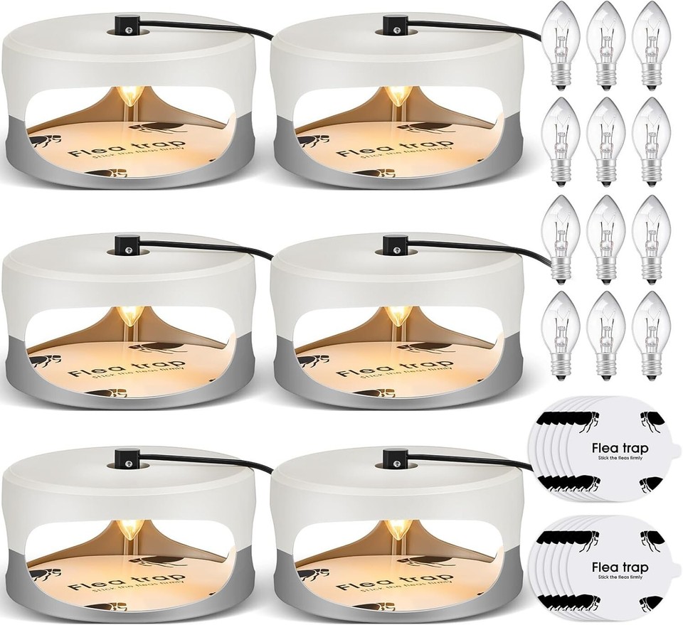 Indoor Flea Control: 6 Pack of Effective Electric Flea Traps - Safe for ...