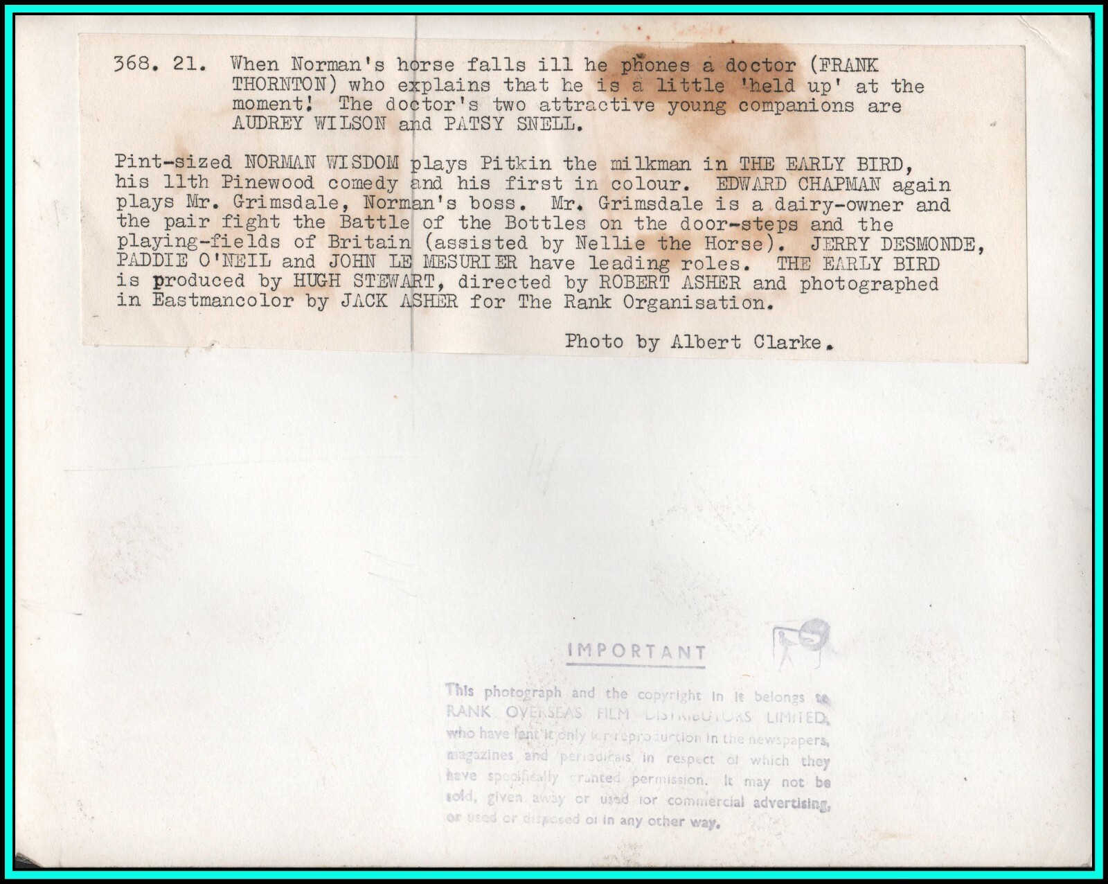 PATSY SNELL & AUDREY WILSON in "The Early Bird" - Original Vintage ...