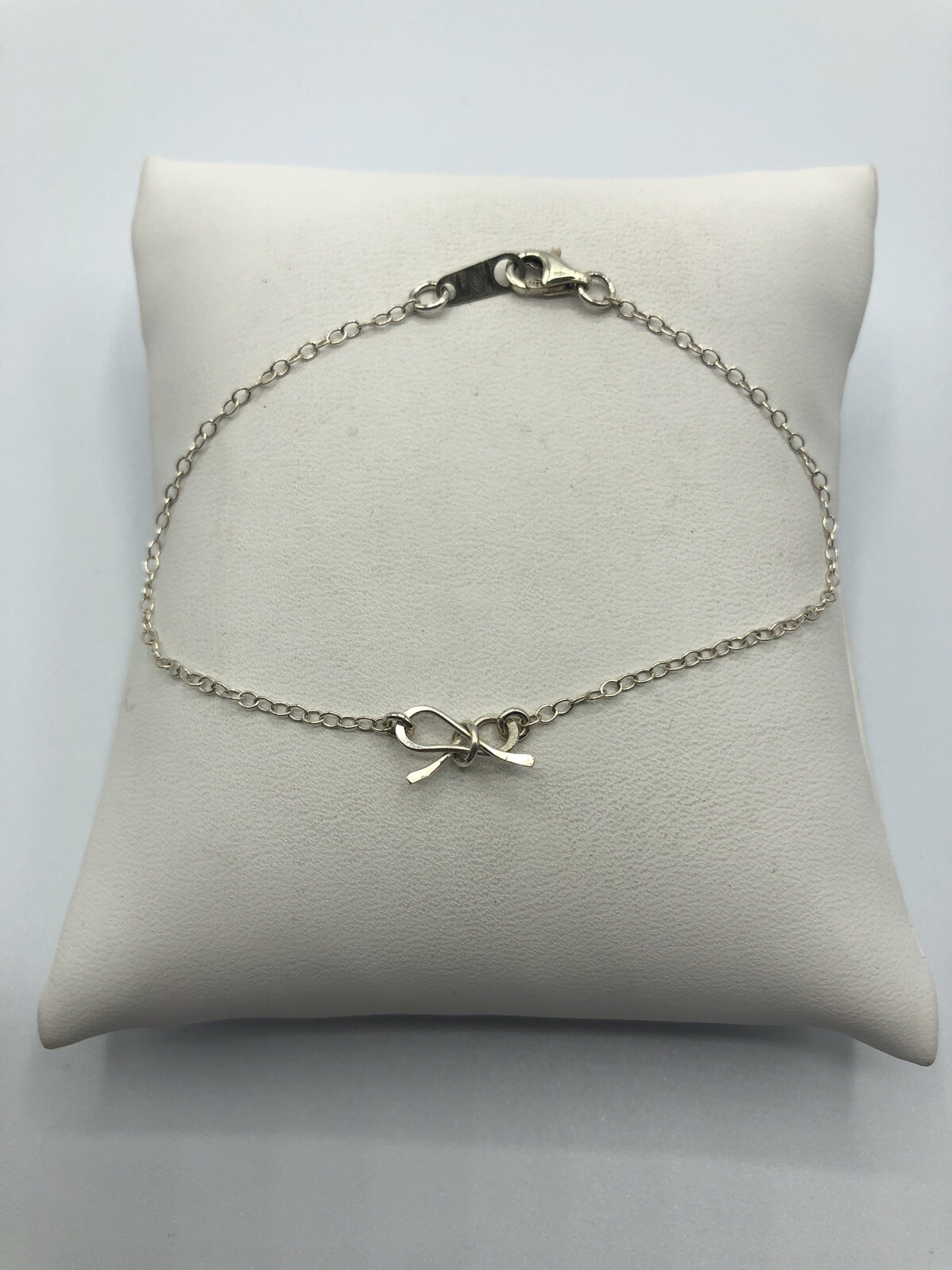 Beautiful Dainty Bow Symbol Sterling Silver 925 Brace… - Gem