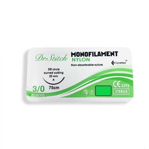 3/0 Training Surgical Sutures Nylon Monofilament, Pack of 12, Sterile ...