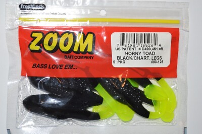 zoom horny toad 4.25" bass lure 083-125 black chartreuse legs | eBay