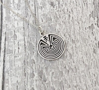 Solid 925 Sterling Silver Labyrinth Pendant Necklace | eBay UK