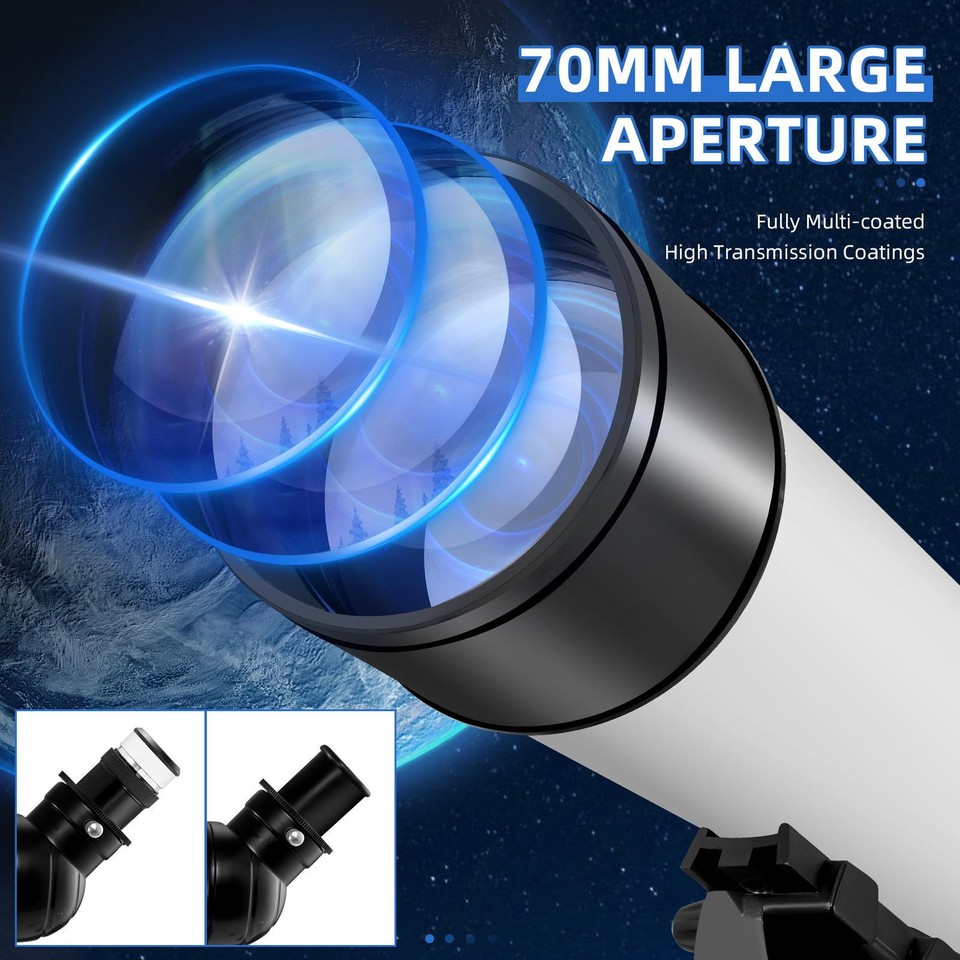 700mm Astronomical Telescope 525X with Phone Adapter for Beginner Moon ...