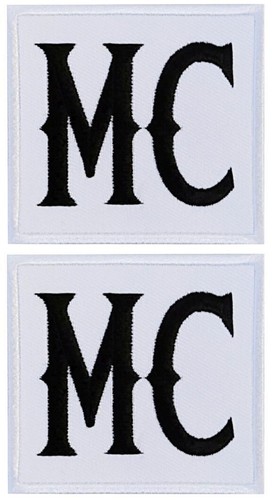 Black on White MC Motorcycle Club Patch | 2PC iron on or Sew on 2.5"x2 ...