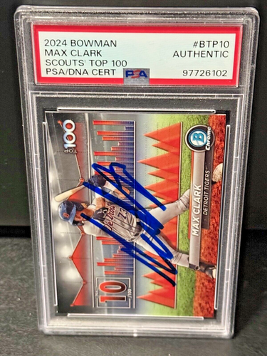 Max Clark autograph signed 2024 Bowman Chrome Top 100 baseball card PSA ...
