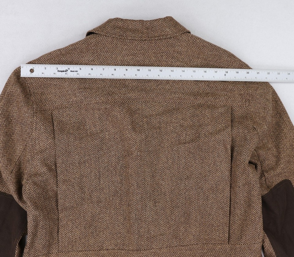 NWT Orvis Jacket Mens Large Brown Herringbone Wool Pockets Elbow Patch ...