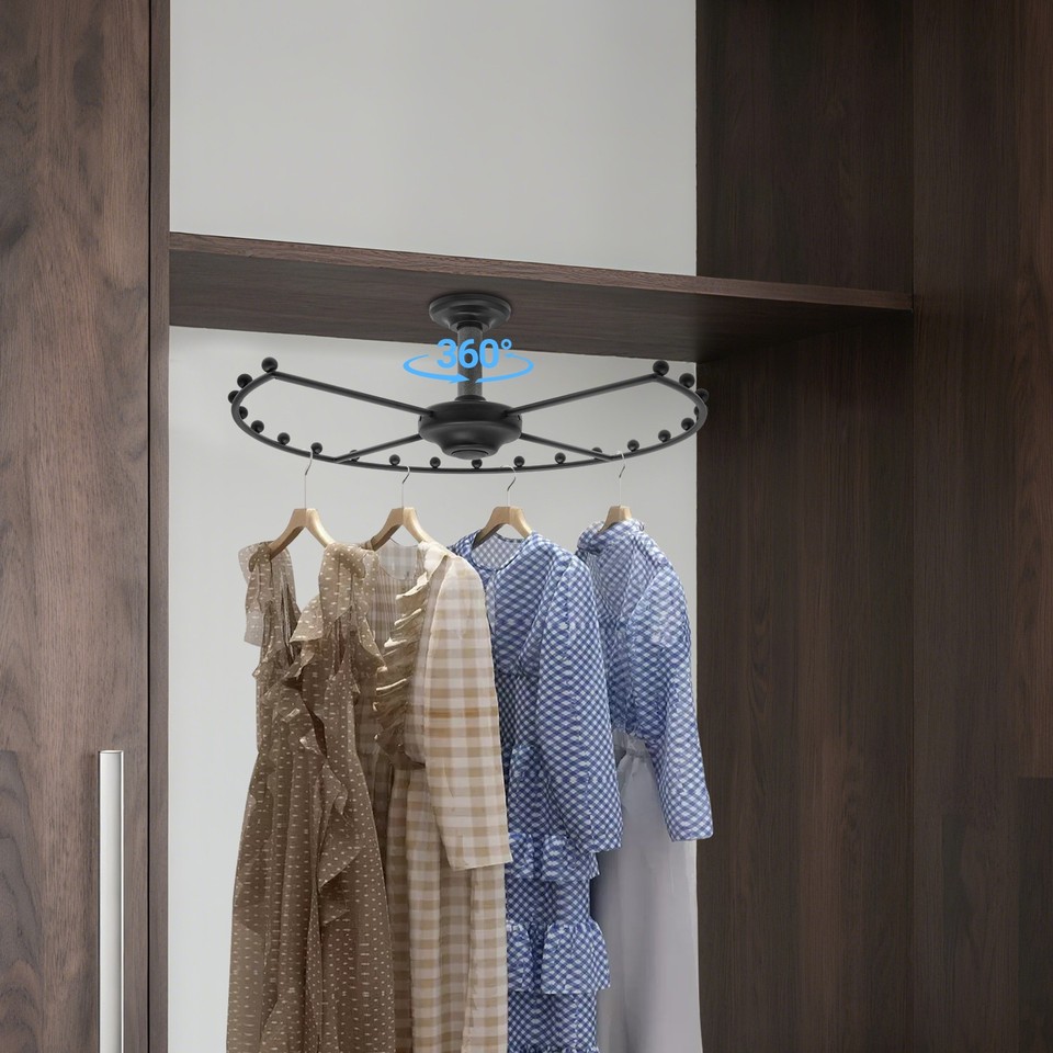 360° Rotating Round Closet Rod, Iron Round Closet Rod, 30kg/66.14lbs ...