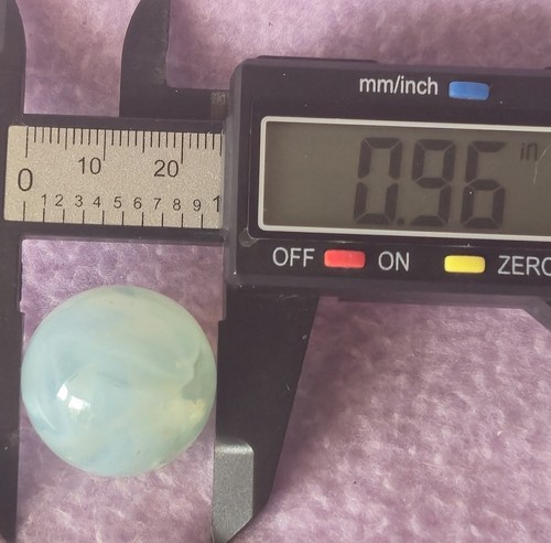 VINTAGE AKRO AGATE BLUE GHOST MOONIE SWIRL SHOOTER MARBLE .96" INCH ...