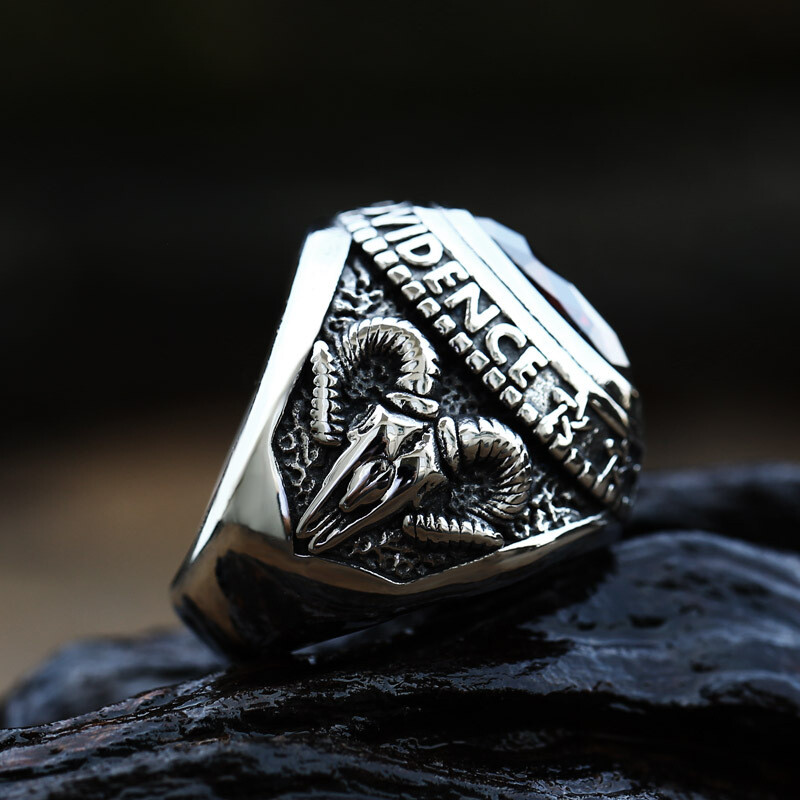 Masonic Eye of Providence Ring Stainless Steel Vintage Biker Satan Ram ...
