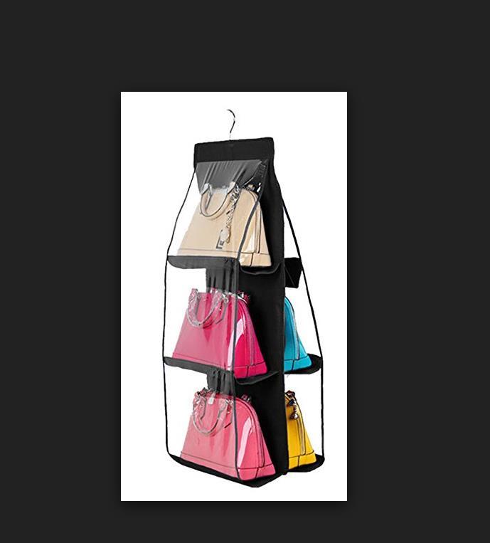 Handbag File Purse Organizer Rack Closet Display 6 Pocket Clear Storage ...
