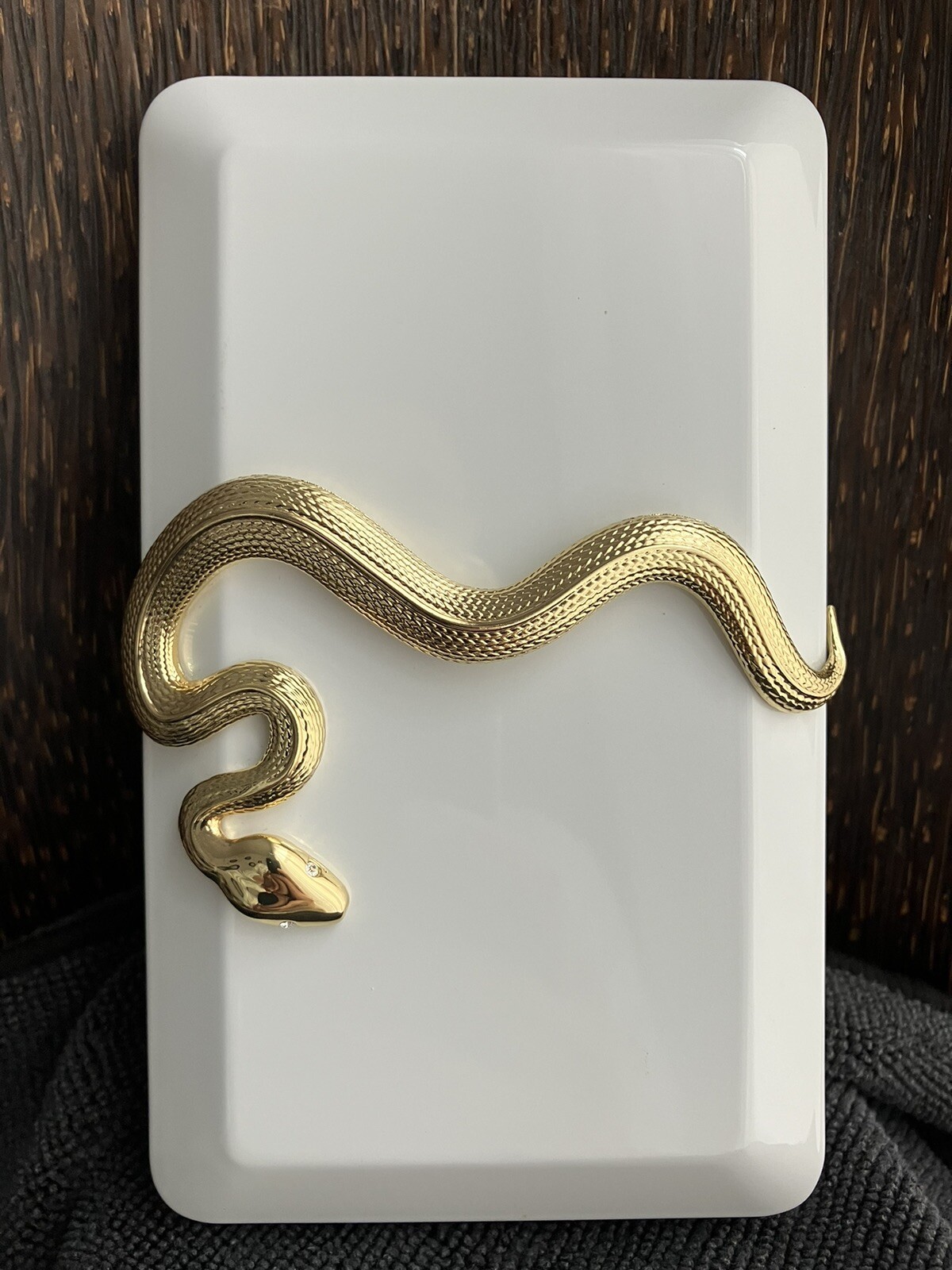 KILIAN Empty CLUTCH / CASE WHITE ENAMEL WITH GOLD SNAKE (GOOD GIRL GONE ...