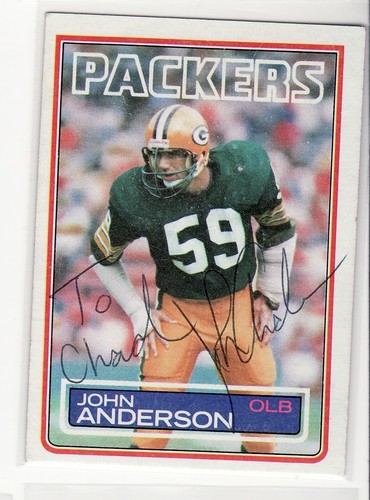 JOHN ANDERSON GREEN BAY PACKERS 1983 TOPPS #75 PERSONALZIED AUTOGRAPHED ...