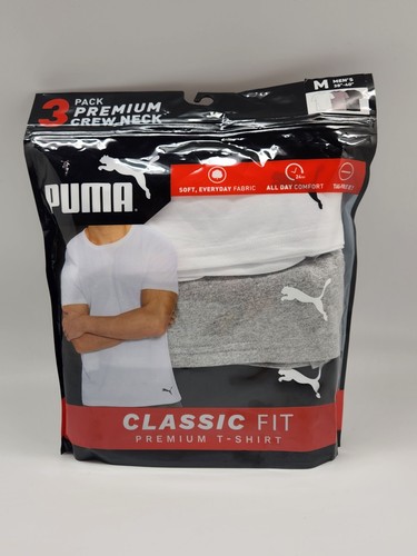 3 PACK PUMA Premium Soft Crew Neck T Shirts Men's S M L XL Black White ...