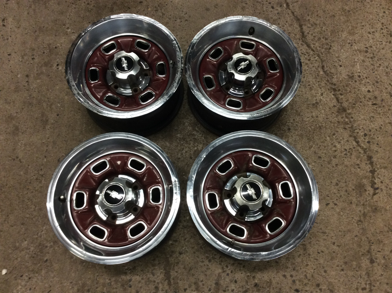 Set of 4 Original Camaro Nova 14X7 Rally Wheels Rims w/ Trim K-1-8-4-20 ...