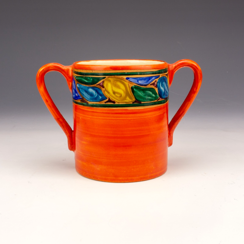 Joyous Art Deco Pottery - Hand Painted Geometric Loving Cup | eBay
