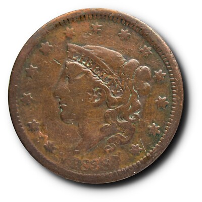 1838 Coronet Head Large Cent 1C Penny VG / F Very Good / Fine | eBay
