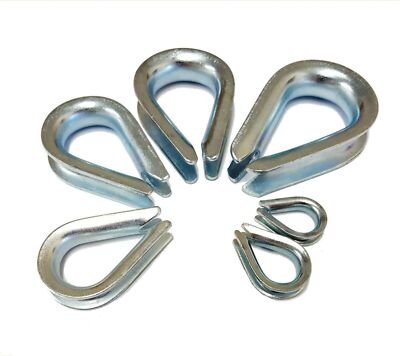 THIMBLE THIMBLES WIRE CABLE ROPE GALVANISED CABLE LOOP CLIPS CLAMPS 2mm ...