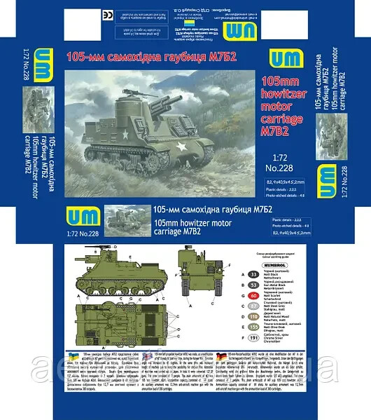 Unimodels UM228 105 mm Howitzer Motor Carriage M7B2 Plastic Scale Model ...