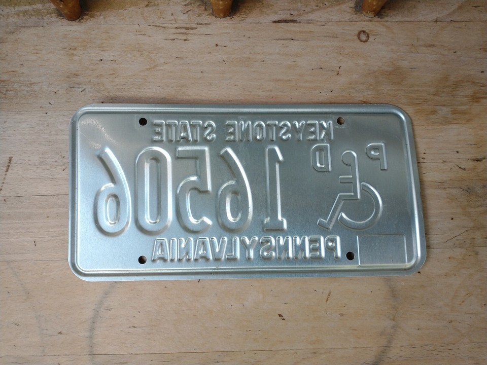 1980s PENNSYLVANIA PA LICENSE PLATE PERMANENTLY DISABLED PD 16506 NICE ...