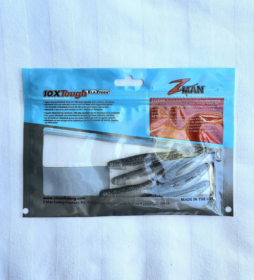 ZMAN 10X TOUGH ElaZTech lures- StreakZ 3.75" Smokey Shad (1pk) STRK375 ...