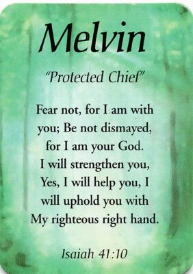 Melvin "Protected Chief" Keepsake Name Meaning Card with Verse | eBay