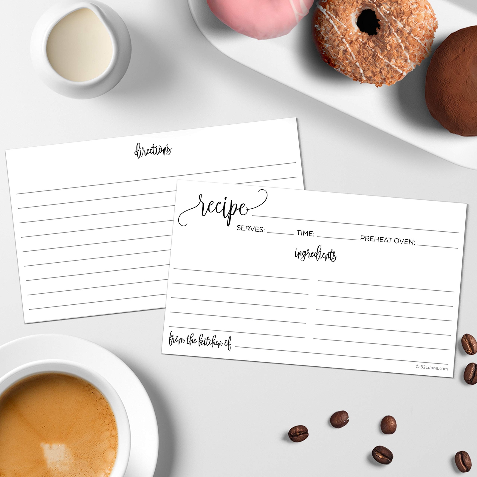 Small Recipe Cards (Set of 50) 3x5 From the Kitchen Of, Black and White ...