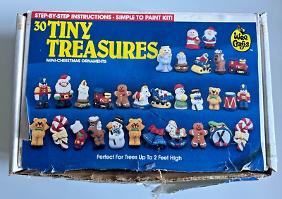 Wee Crafts Tiny Treasures Mini Christmas Ornaments to Paint Open Box No ...