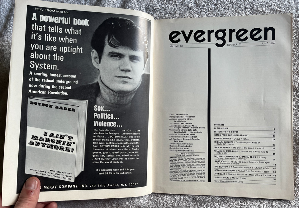 Evergreen Review magazine June 1969 counterculture RFK William S ...