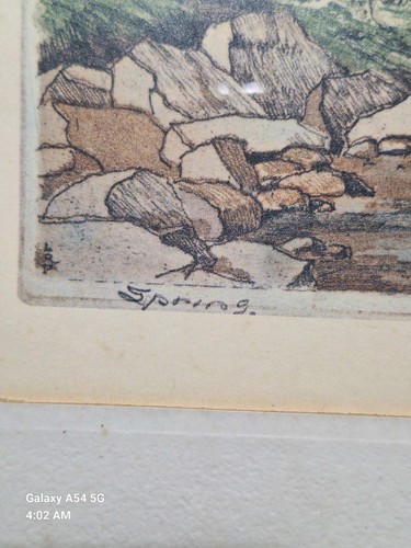 Leon Rene Pescheret signed & framed Color Etching Titled "Spring" | eBay