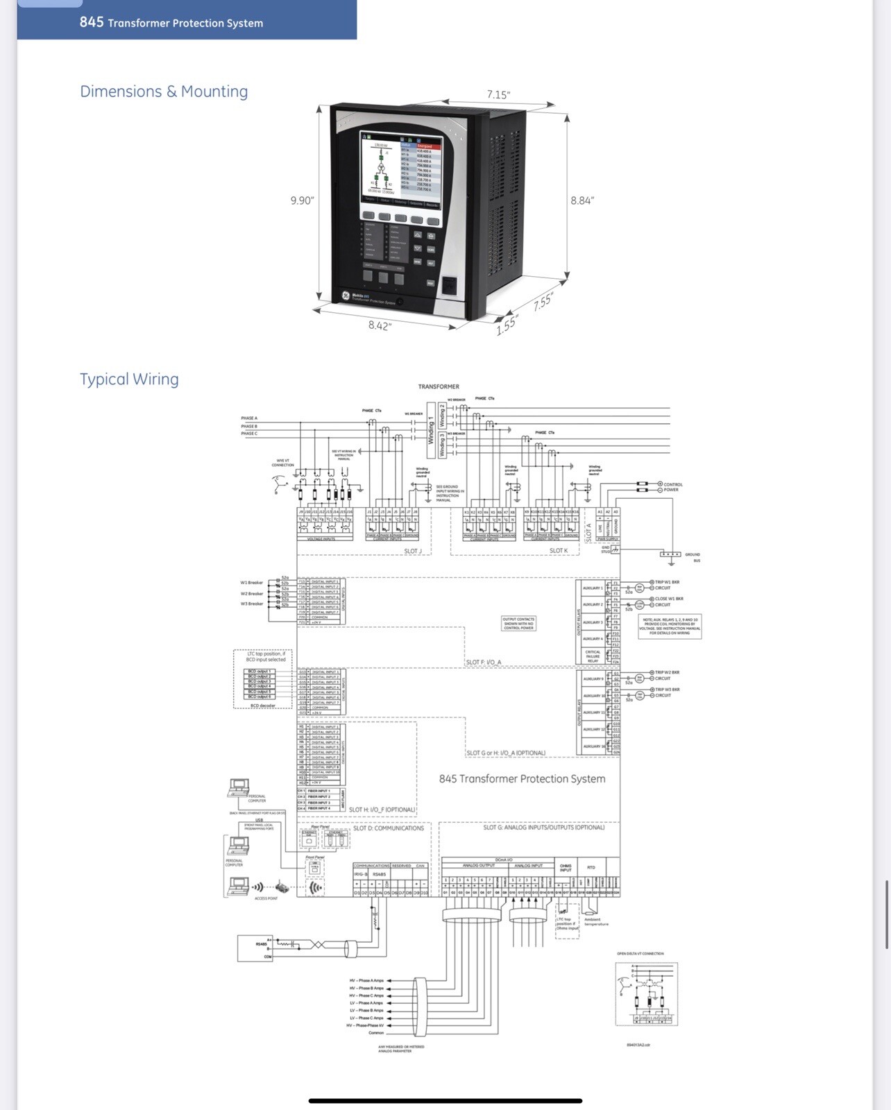 NEW GE Multilin 845 Feeder Protection System 845 ...
