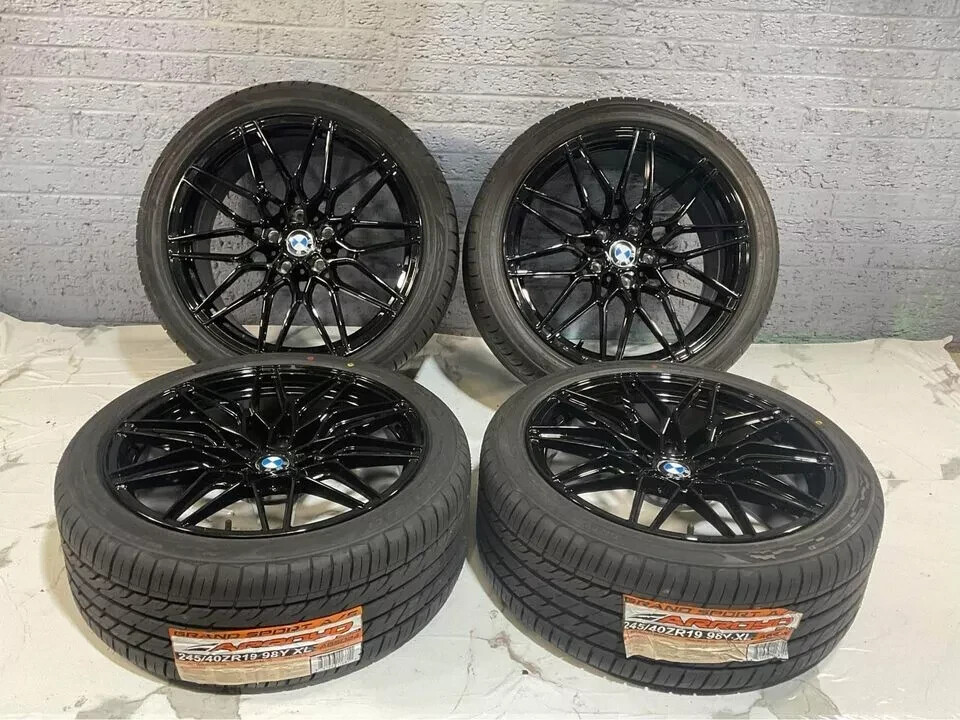 19x8.5 19x9.5 Gloss Black M Style Wheels 5x112 Rims Tires BMW 3 4 5 M2 ...
