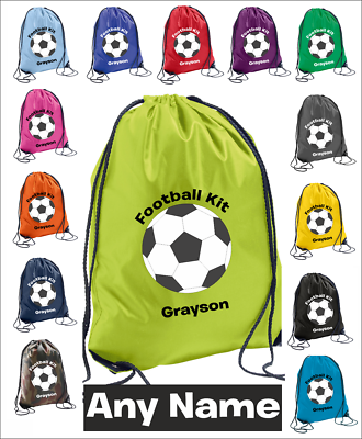 Football Kit Bag Personalised Drawstring School Gym Bag PE Kit Sports ...