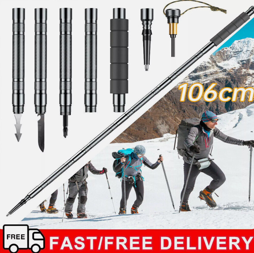 106CM Tactical Trekking Poles Walking Camping Hiking Survival Stick ...